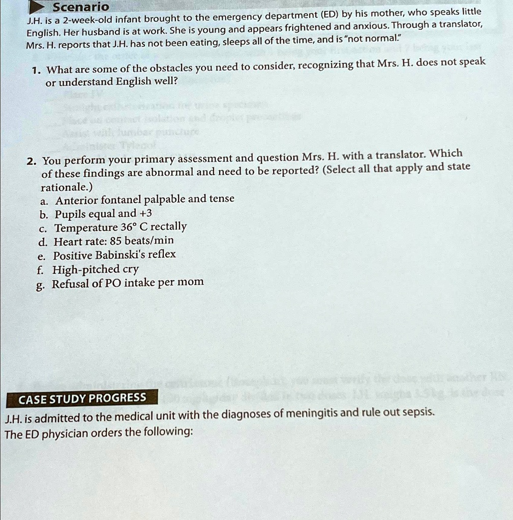 lumbar puncture blood cultures iv antibiotics iv fluids complete blood ...