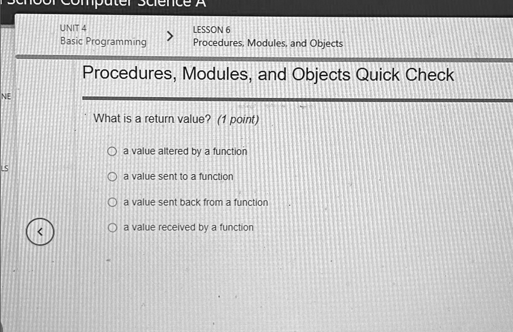 Solved Unit 4 Lesson 6 Basic Programming Procedures Modules And Objects Procedures Modules 1328