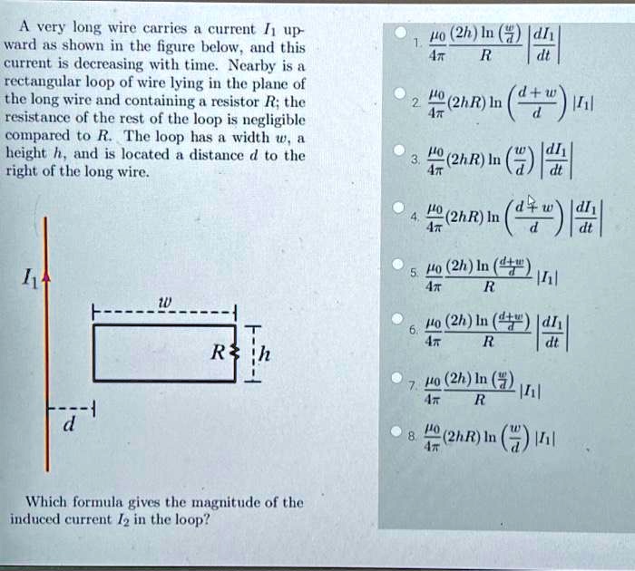 a very long wire carries a current ii upward as shown in the figure ...