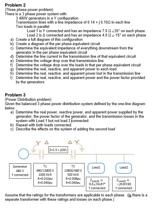 problem 2 three phase power problem there is a 3 phase power system with 3 480v generators in a ...