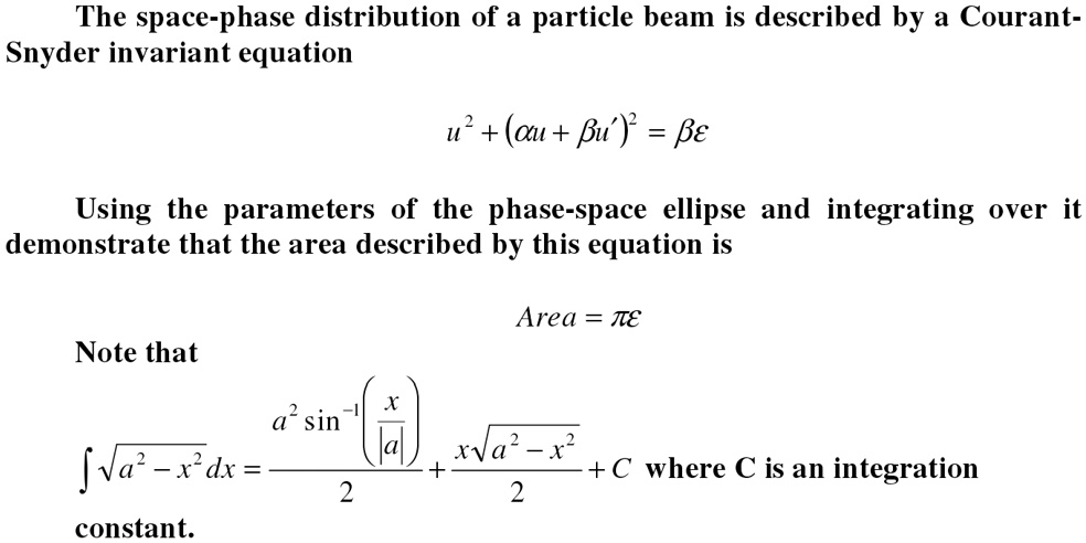 SOLVED: The space-phase distribution of a particle beam is described by ...