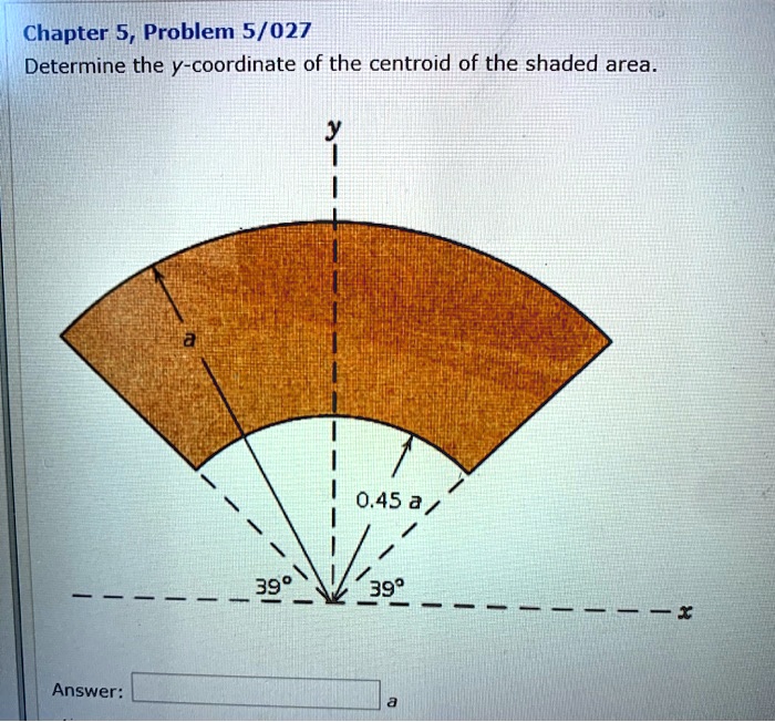 Determine the y-coordinate of the centroid of the shaded area. Chapter 5, Problem 5/027 ...