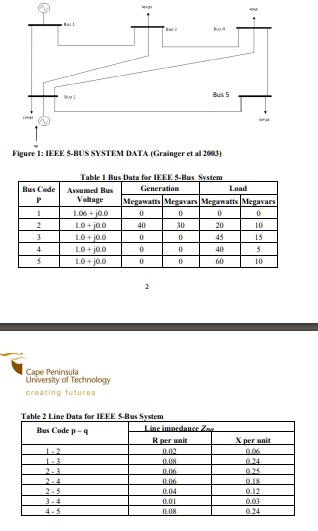SOLVED: Texts: Part 1: Load flow analysis The purpose of the project is to model a given 5-bus ...