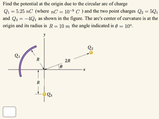 texts find the potential at the origin due to the circular arc of ...
