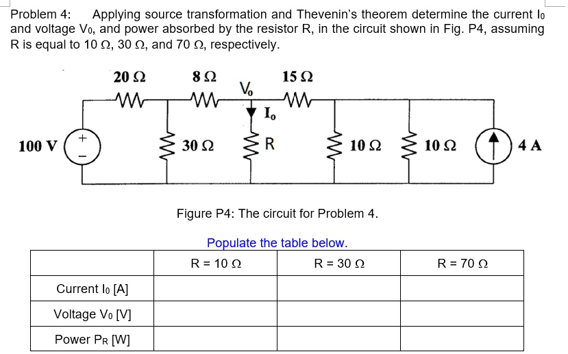 SOLVED: Problem 4: Applying source transformation and Thevenin's theorem determine the current ...