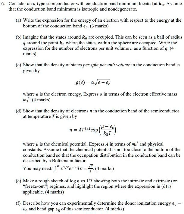 SOLVED: Consider an n-type semiconductor with conduction band minimum ...