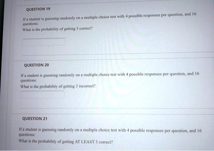 SOLVED: QUESTION 19 with possible responses per question, and 16 ...