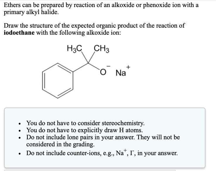 ethers can be prepared by reaction of an alkoxide o phenoxide ion with ...