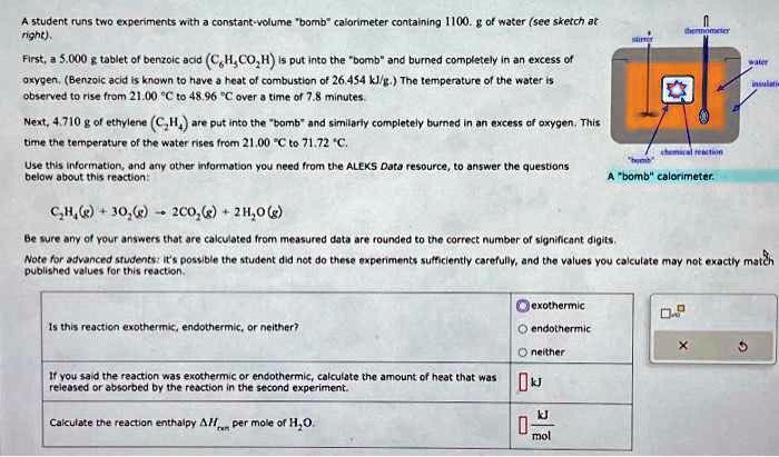 SOLVED: Texts: A student runs two experiments with a constant-volume ...