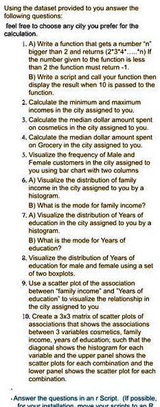 SOLVED: Texts: Use the dataset provided to you in the picture. Question 1) Divide the dataset ...