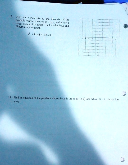 13. Find the vertex, focus, and directrix of the parabola whose equation is given, and draw a ...