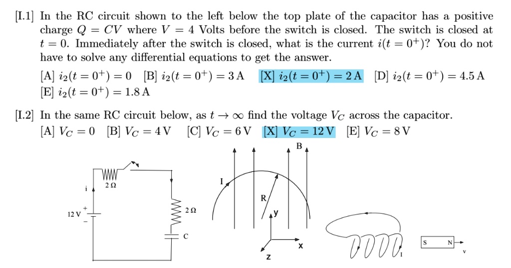 SOLVED: [L1] In the RC circuit shown to the left below the top plate of the capacitor has ...