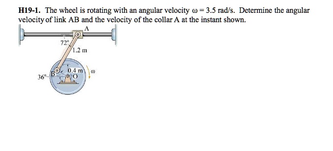 SOLVED: H19-1. The wheel is rotating with an angular velocity = 3.5 rad/s. Determine the angular ...