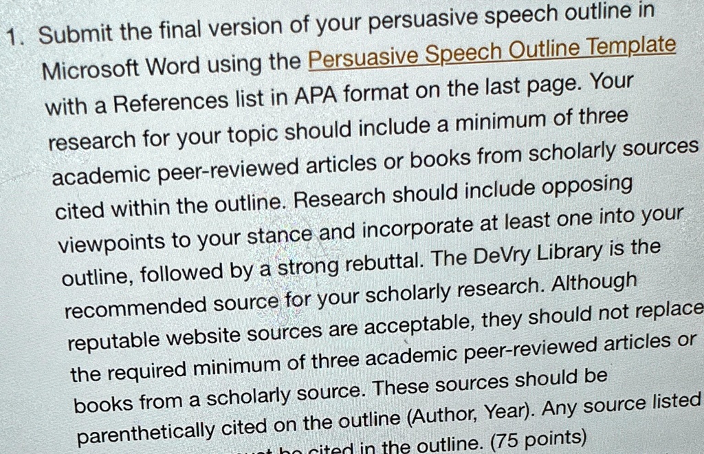 1. Submit the final version of your persuasive speech outline in ...