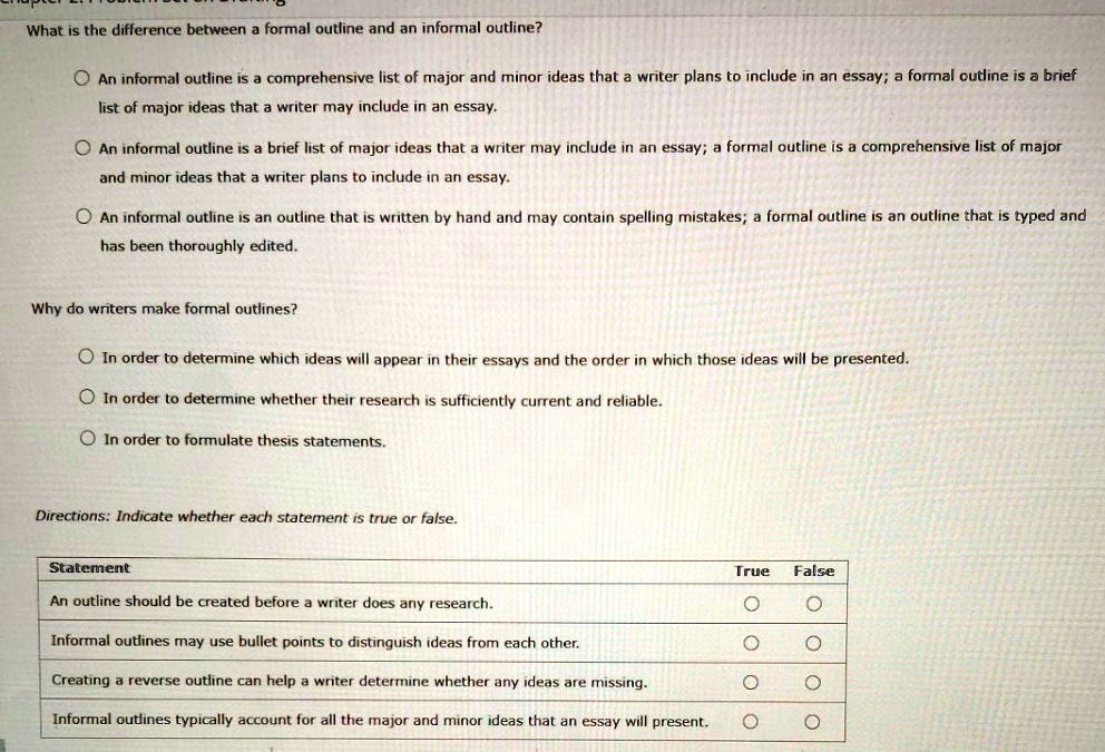 english composition what is the difference between formal outline and ...
