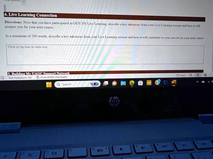 points: 4. Live Learning Connection Directions: Now that you have ...