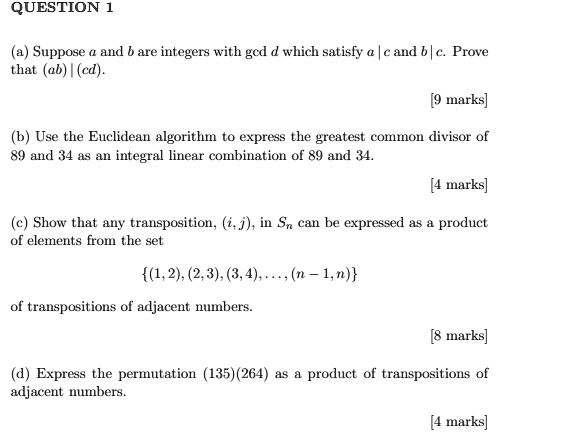 Solved Suppose A And B Are Integers With Gcd A B 1 Which Satisfy That Ab Ed C Prove