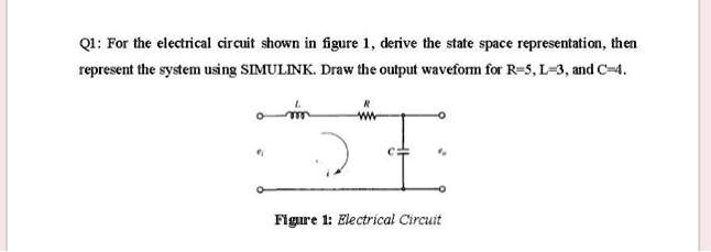 [GET ANSWER] Q1: For the electrical circuit shown in figure 1, derive ...