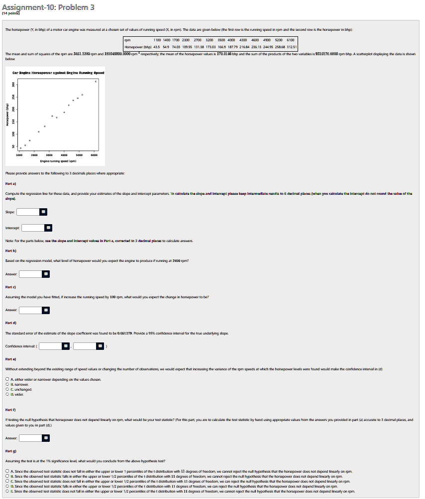 SOLVED: Texts: Assignment-10: Problem 3 (14 points) The horsepower (Y ...