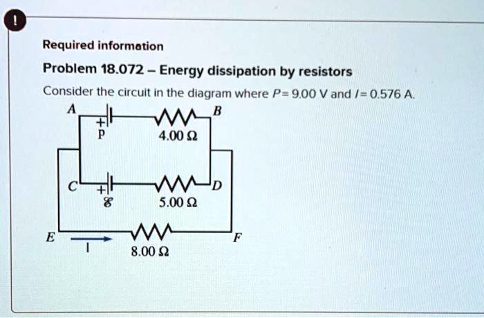 SOLVED: Required information Problem 18.072 Energy dissipation by ...