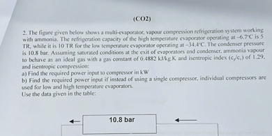SOLVED: (CO2) 2. The figure given below shoms a multi-evaporator, vapour compression ...