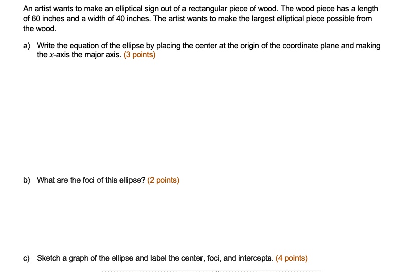 SOLVED: An artist wants to make an elliptical sign out of a rectangular ...