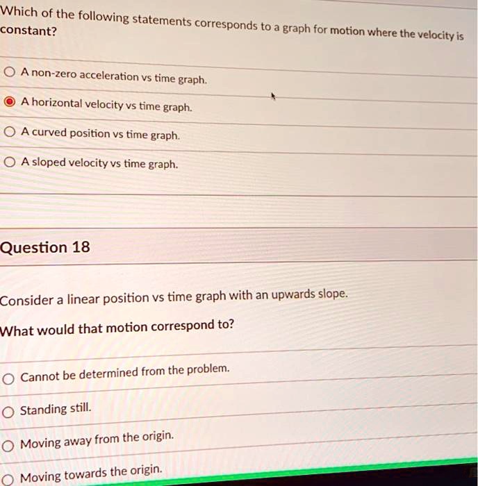 Which of the following statements corresponds to a graph for motion ...