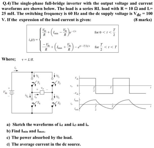 SOLVED: The single-phase full-bridge inverter with the output voltage ...