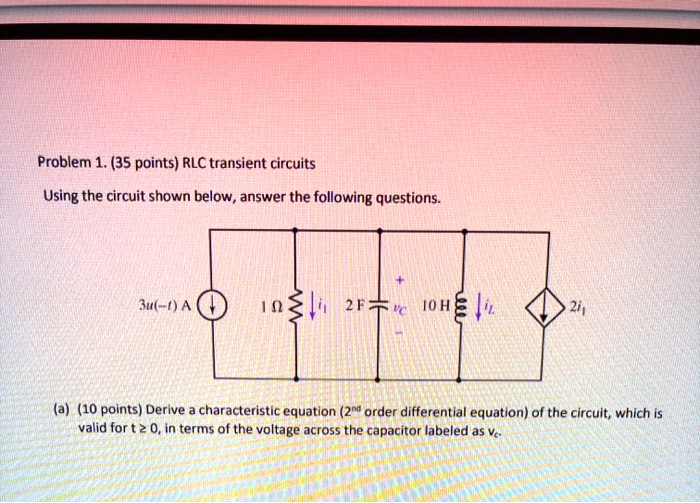 Problem 1. (35 points) RLC transient circuits Using the circuit shown below, answer the ...