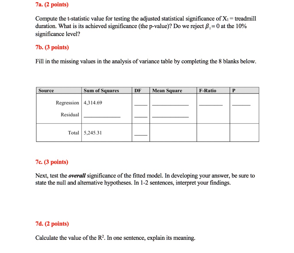7a 2 points compute the t statistic value for testing the adjusted ...