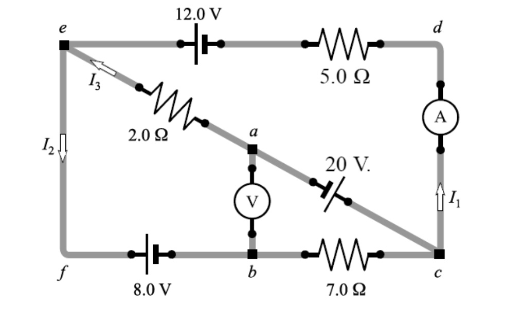 SOLVED: The circuit shown has an ammeter (A) installed, determine the ...
