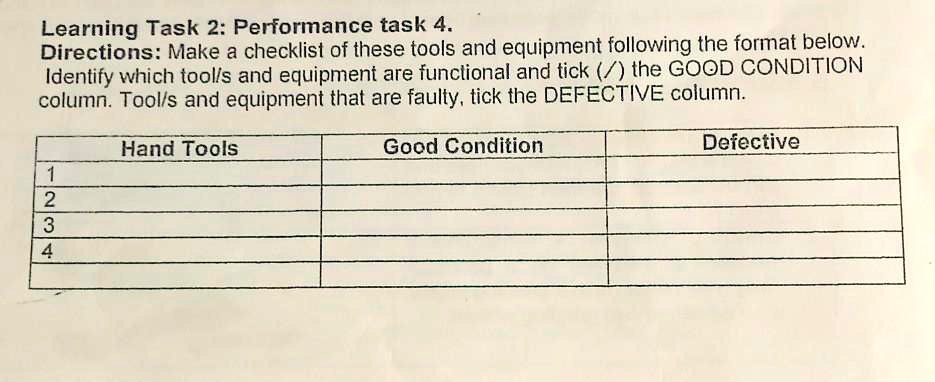 SOLVED: 'Learning Task 2: Performance task 4.Directions: Make a ...