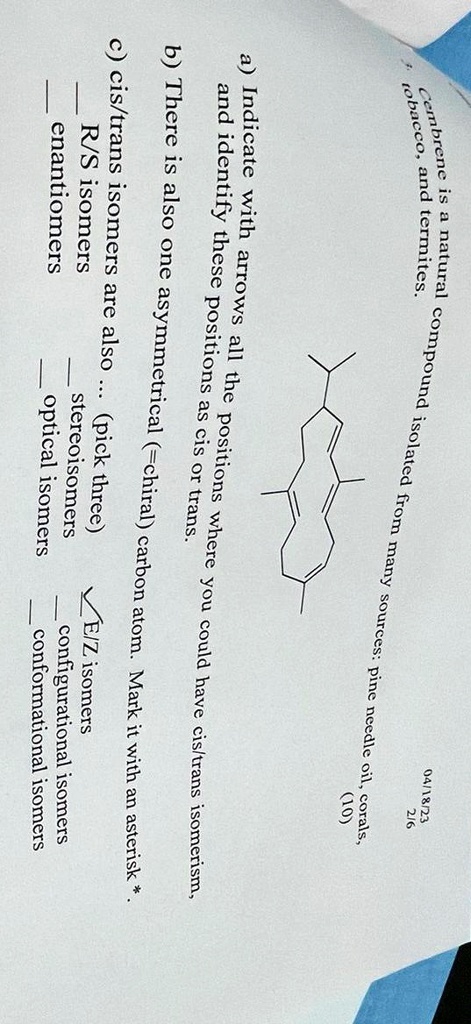 SOLVED: enantiomers R/S isomers optical isomers conformational isomers ...