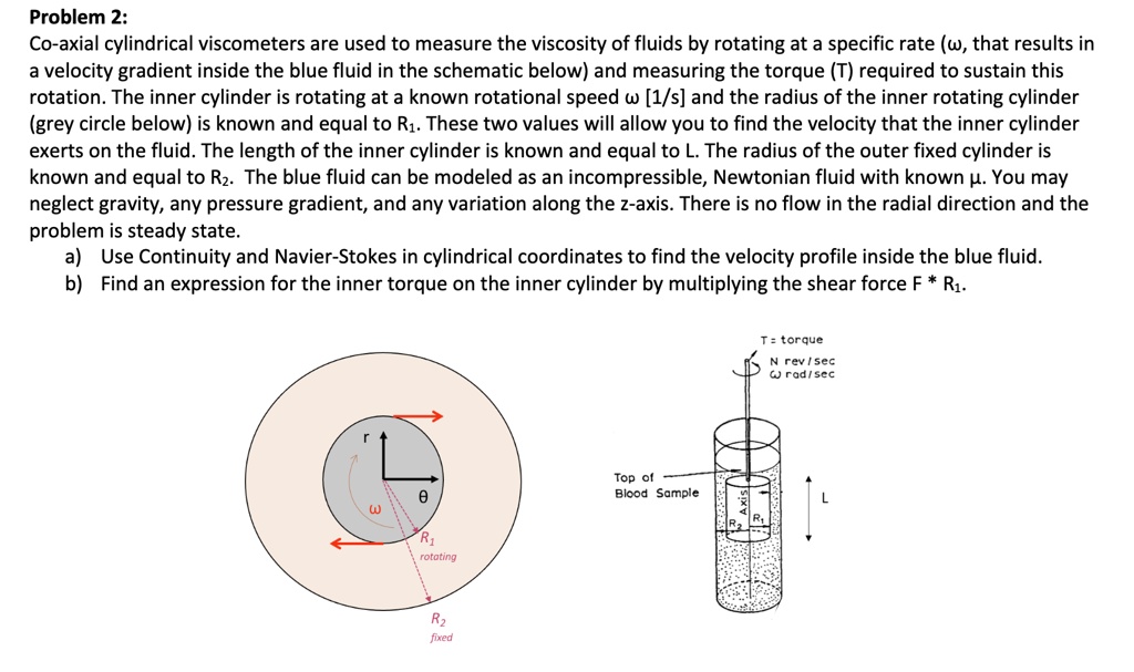 Problem 2: Co-axial cylindrical viscometers are used to measure the ...