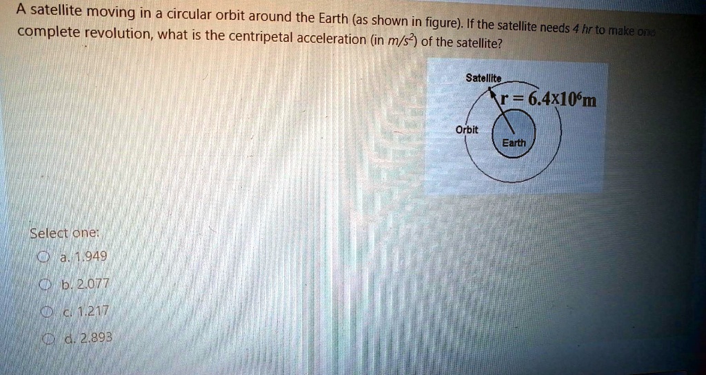 SOLVED:A satellite moving in a circular orbit around the Earth (as ...