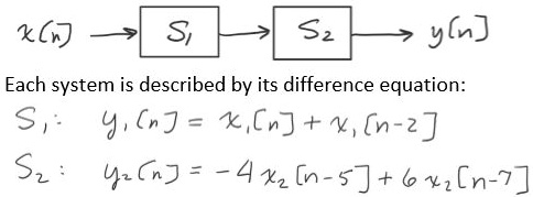 SOLVED: Two systems S1 and S2 are connected in cascade. Determine the difference equation that ...