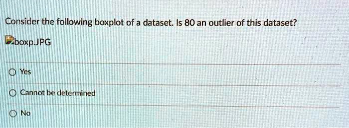 Consider the following boxplot of a dataset. Is 80 an outlier of this ...