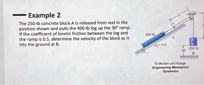 -Example 2 The 250-lb concrete block A is released from rest in the ...