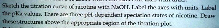 SOLVED: Sketch the titration curve of nicotine with NaOH Label the axes ...