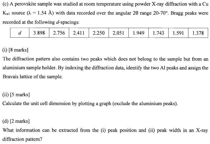 SOLVED: A perovskite sample was studied at room temperature using ...