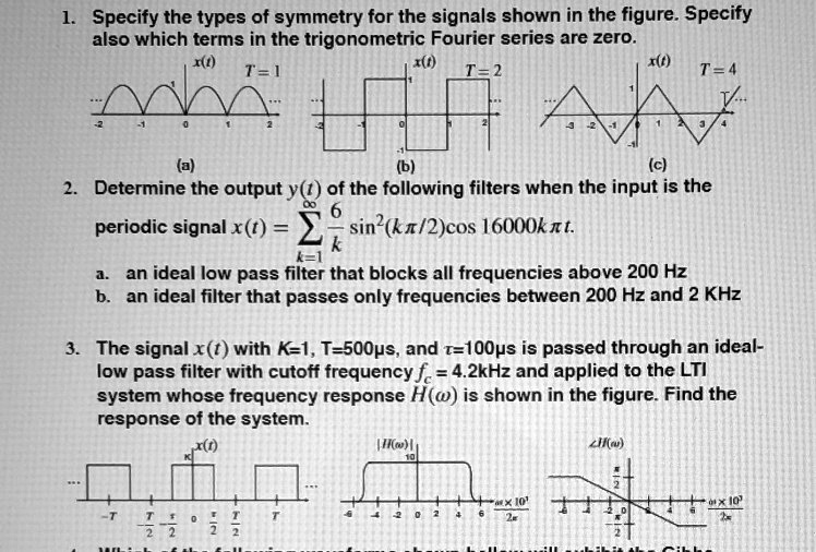 SOLVED: I. Specify the types of symmetry for the signals shown in the ...