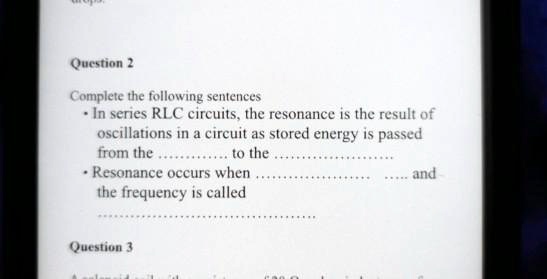 SOLVED: Complete the following sentences in series RLC circuits. The ...