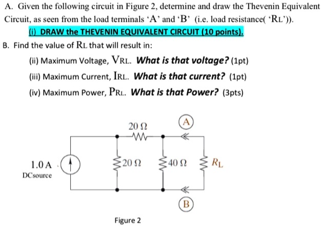 A. Given the following circuit in Figure 2, determine and draw the Thevenin Equivalent Circuit ...