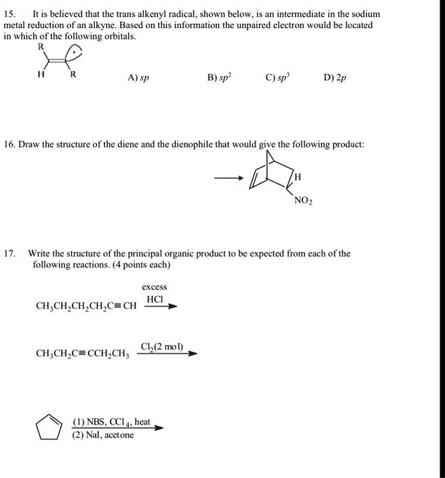 SOLVED: It is believed that the trans alkenyl radical, shown below, is ...