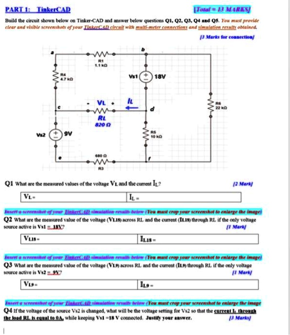 pleaassseee solve question 1234 circuit using tinkercad and use breadboard and screenshot for ...
