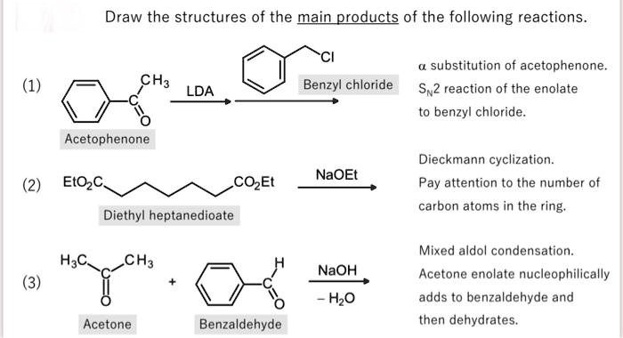 SOLVED: Draw the structures of the main products of the following ...