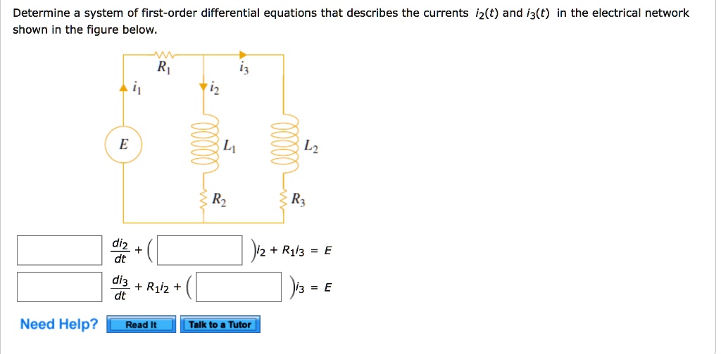 Solved Determine A System Of First Order Differential Equations That Describes The Currents I2
