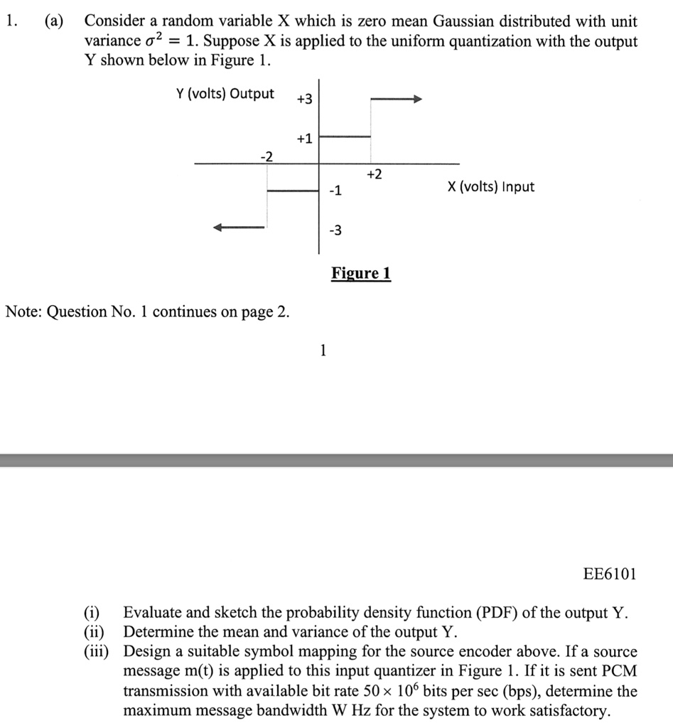 Solved 1 A Consider A Random Variable X Which Is Zero Mean Gaussian Distributed With Unit