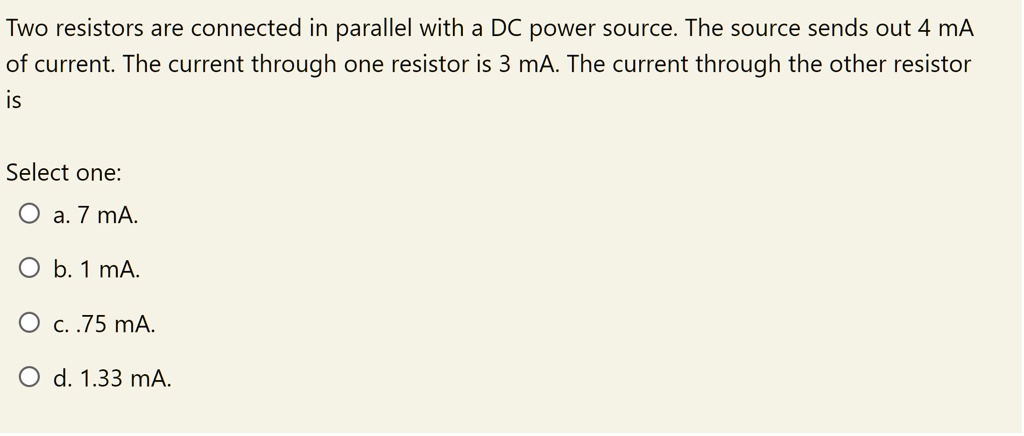 Two resistors are connected in parallel with a dc power...