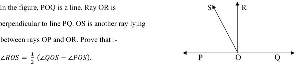 In the figure, POQ is a line. Ray OR is perpendicular to line PQ. OS is another ray lying ...
